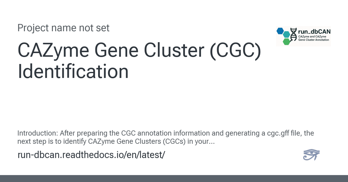 CAZyme Gene Cluster (CGC) Identification — dbcan
